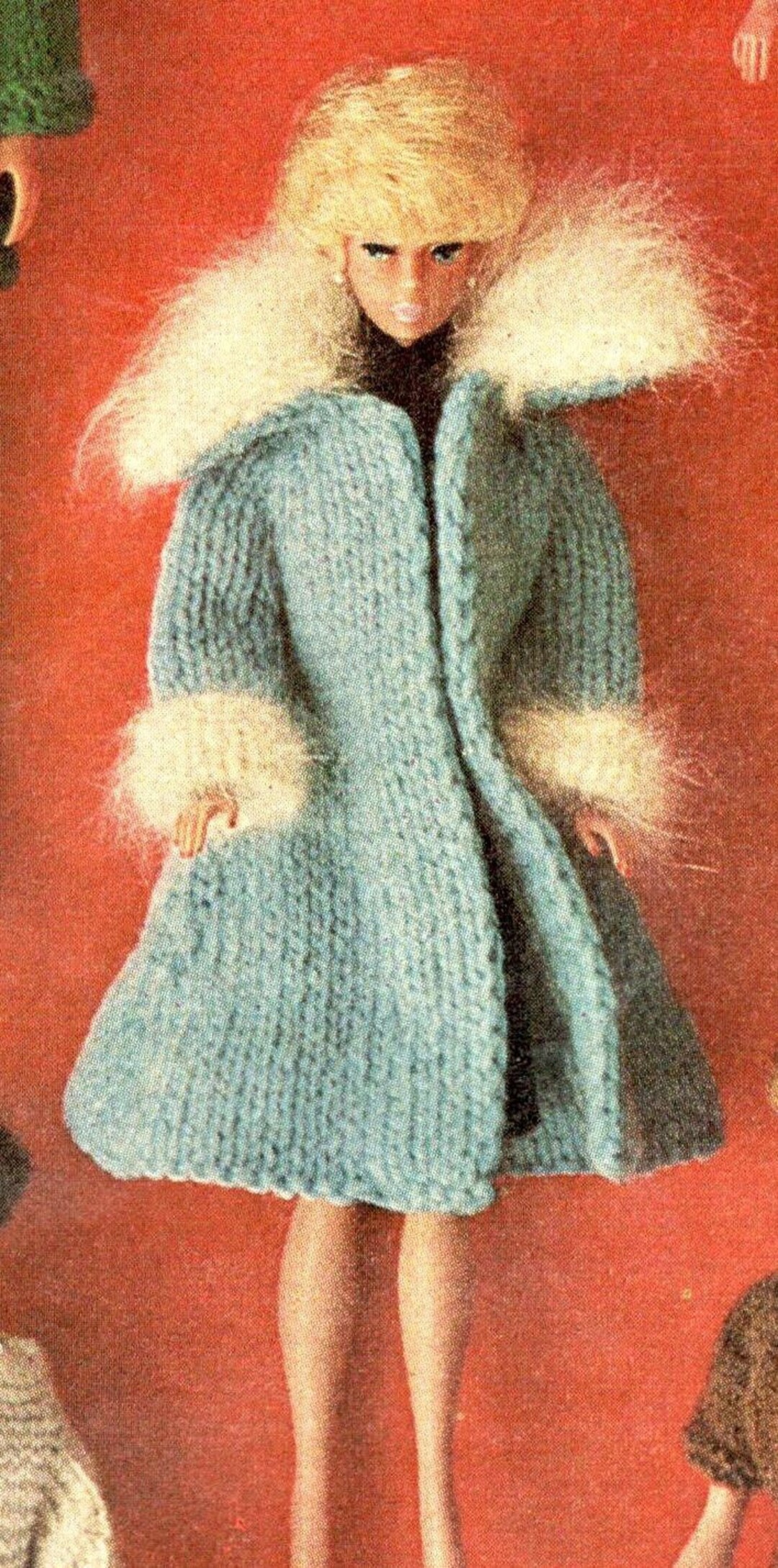 Knitting Pattern Barbie Coat Stole Fur Jacket Winter Evening Ski Doll ...