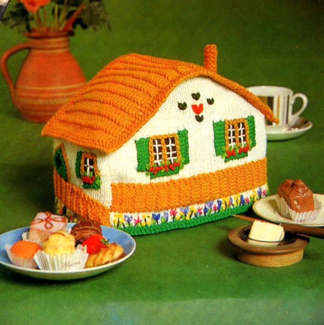 Knitting Pattern Teapot Cozy Toaster Tea Pot Cosy House Cottage Chalet ...