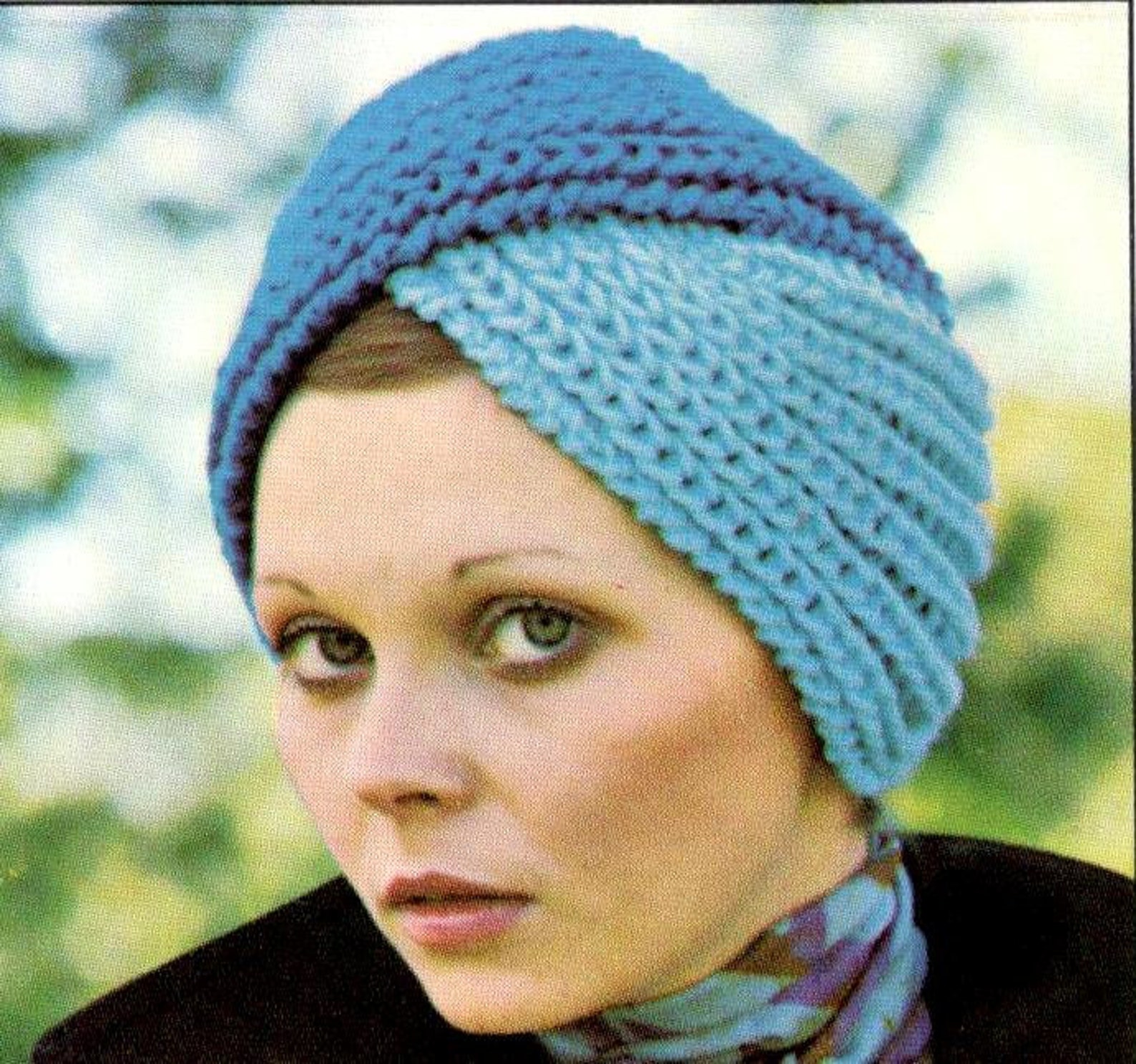 Vintage Knittng Pattern Ladies Womens Knitted Knit Turban Winter Hat ...