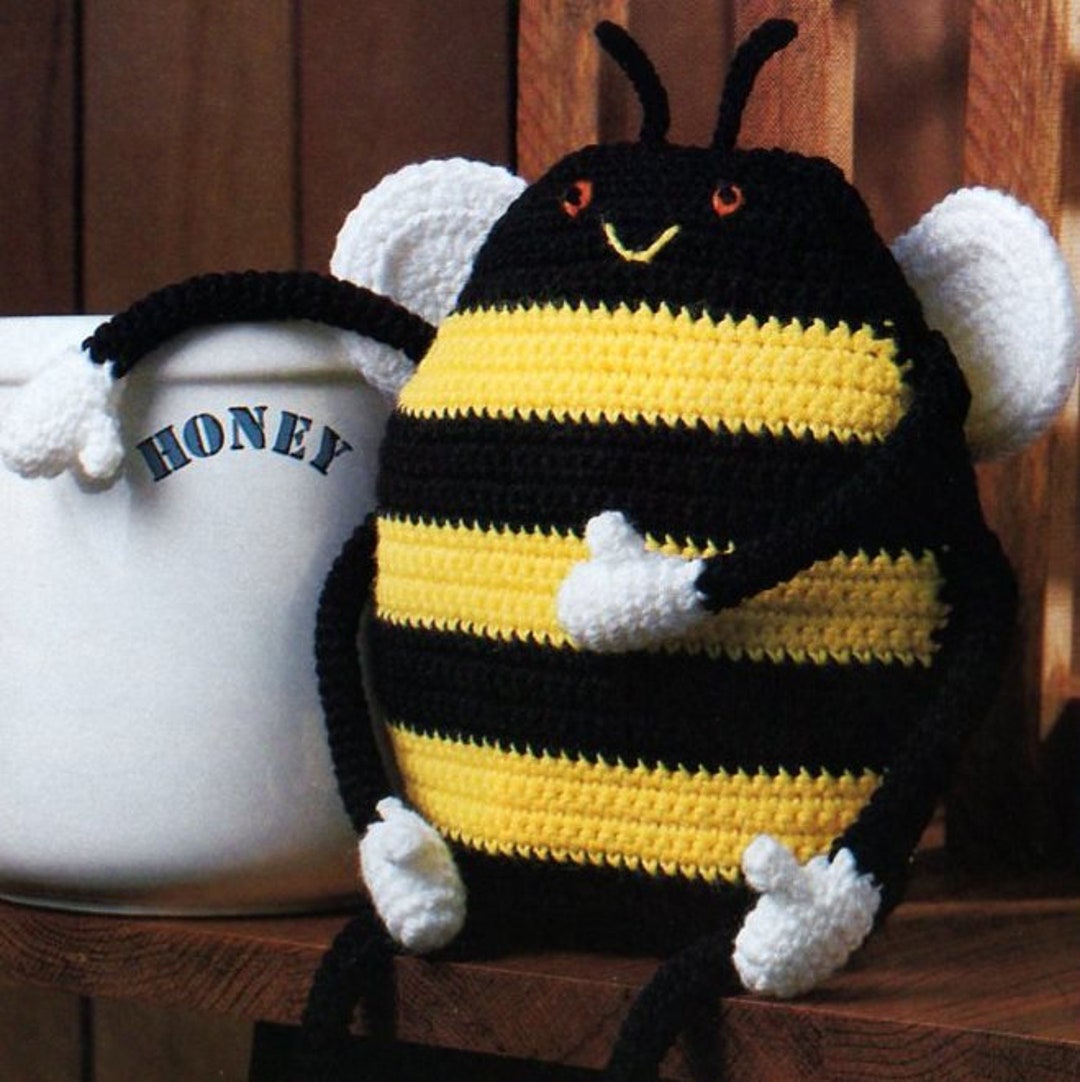 Crochet Pattern Cookie Jar Cozy Bumble Bee Cosy Honey Bee Cover 1970 ...