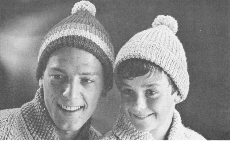 Vintage Knitting Pattern Boys Mens Winter Toque Hat Hats Toboggan Mans ...