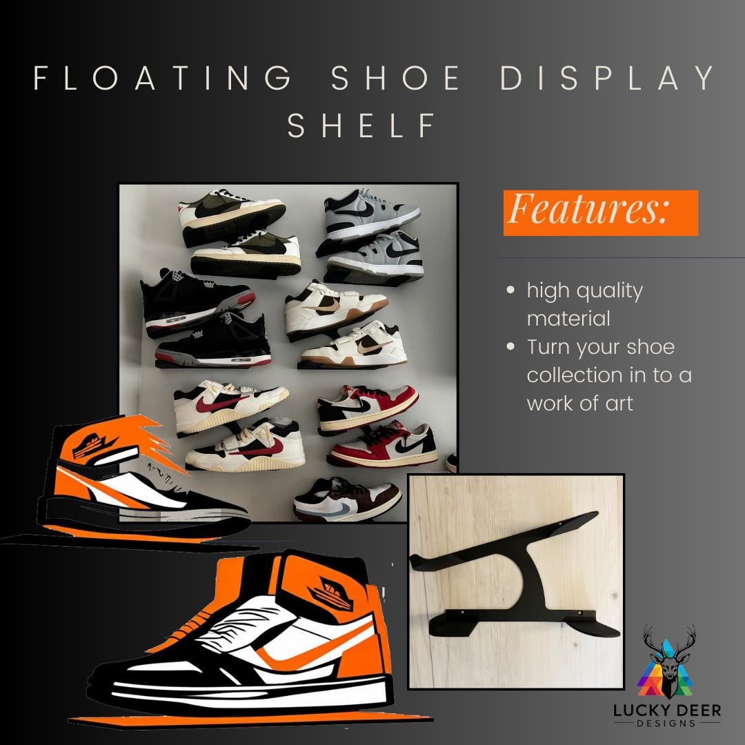 Floating Shoe Display Shelf – Sturdy Wall-mounted H-type Rack for ...