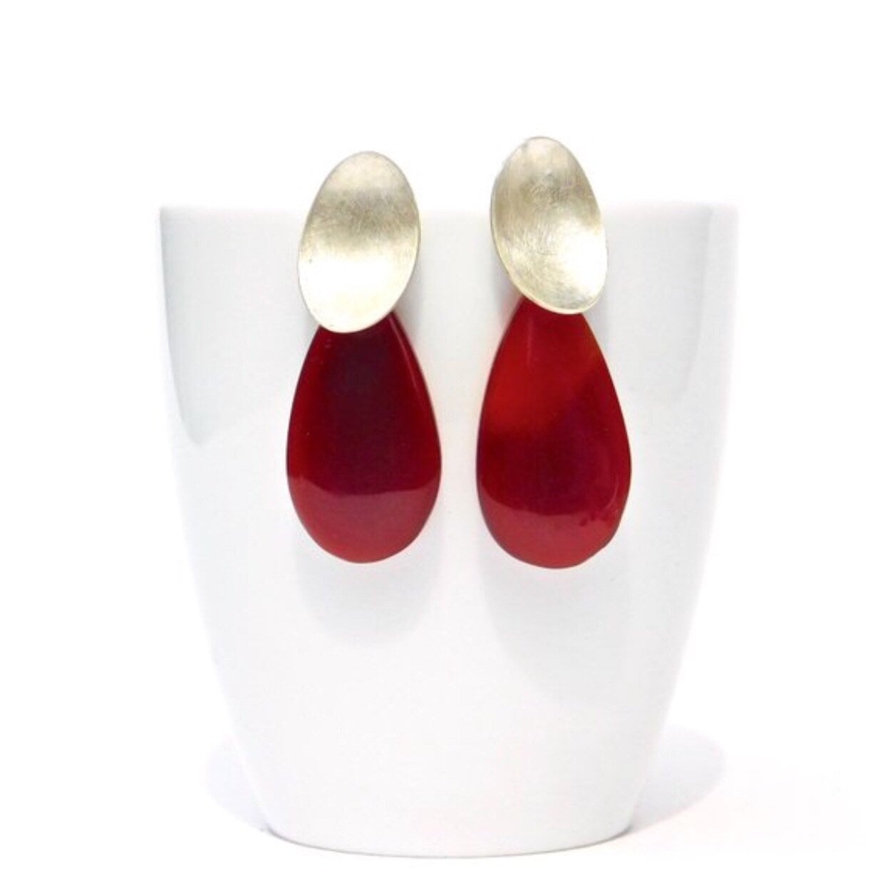 Rose Red Red Agate Earrings