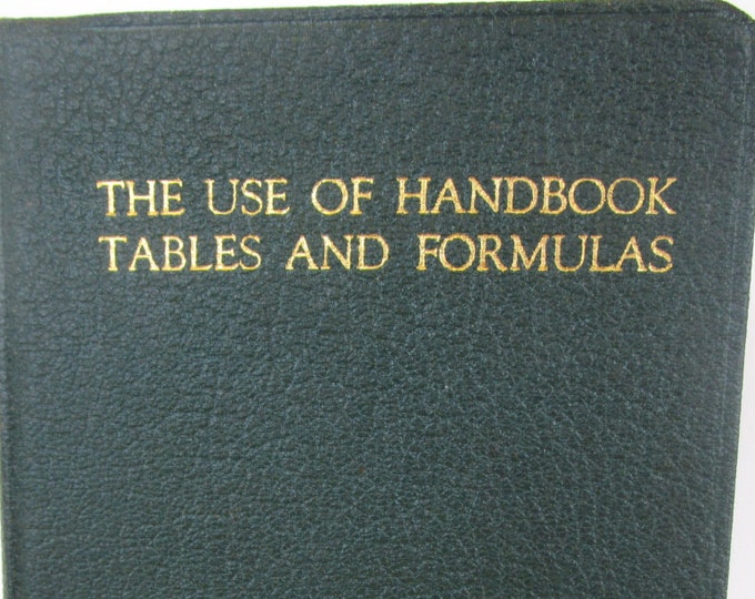 The Use of Handbook Tables and Formulas - 1939 - Machinery Handbook - Green Leather/vinyl - Etsy