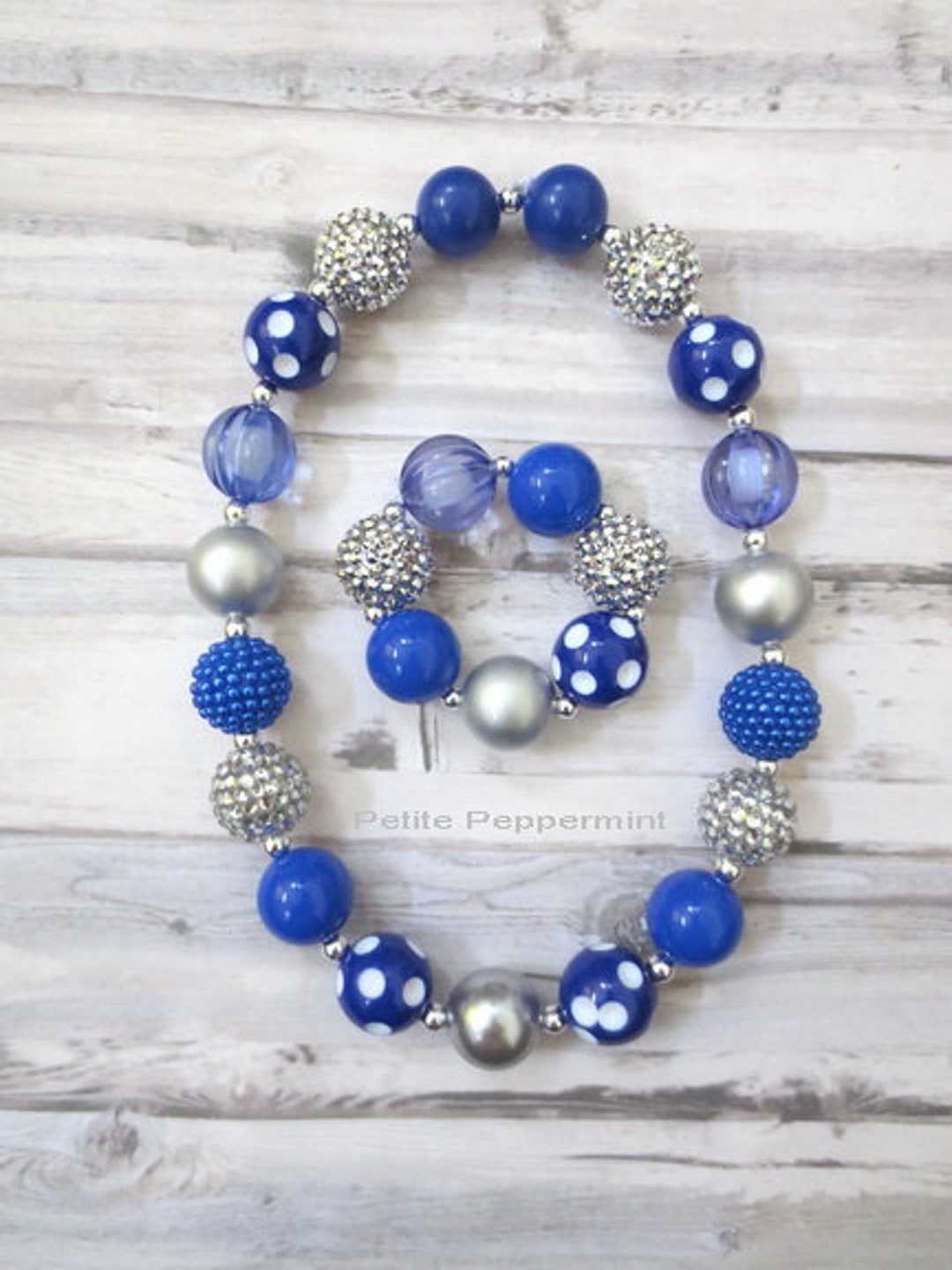 Royal Blue Baby Necklace, Girl Necklace Set, Toddler Necklace, Baby ...