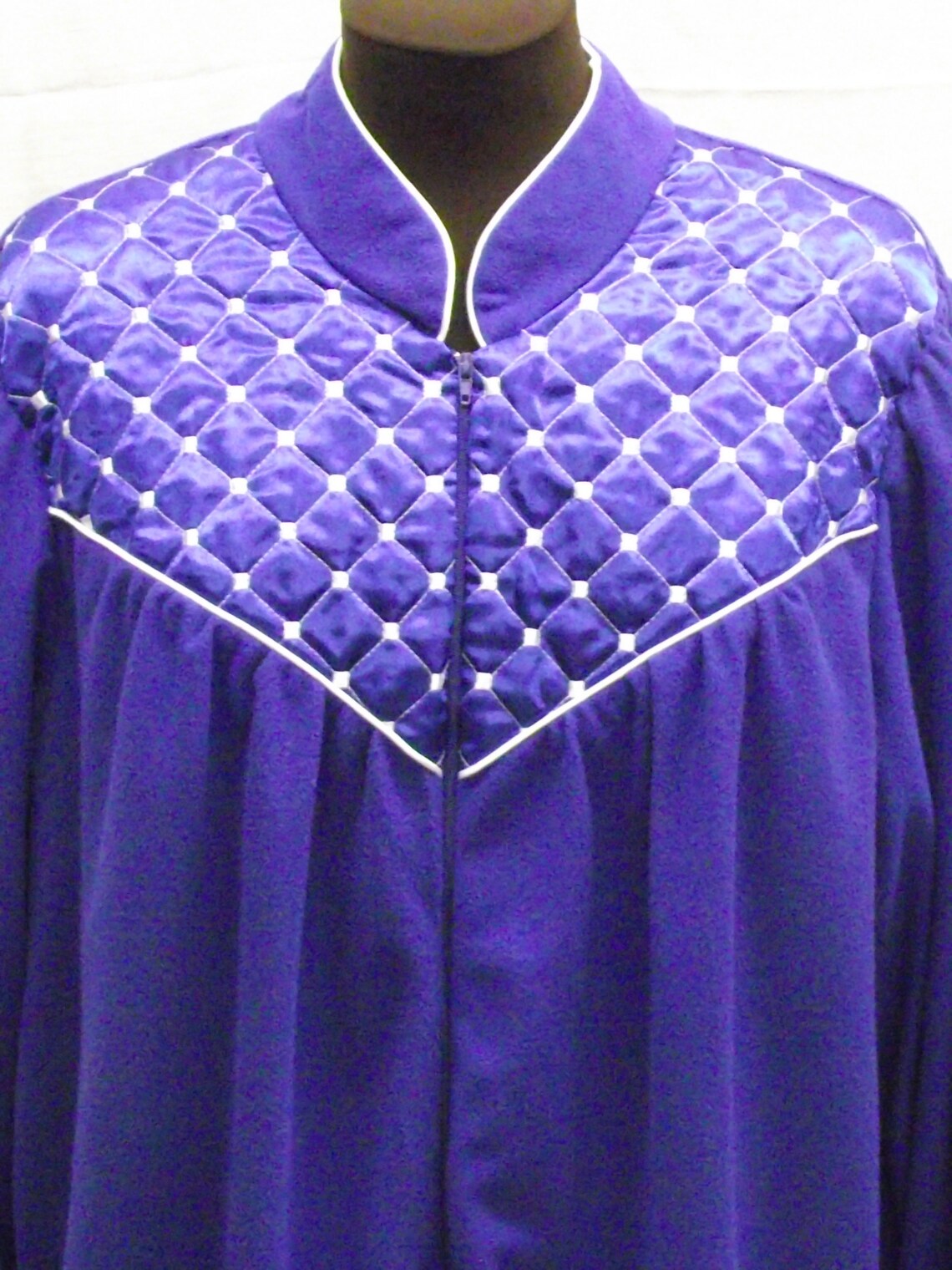 Granada Sapphire Blue Fleece White Quilted Top Bodice Robe Sz | Etsy