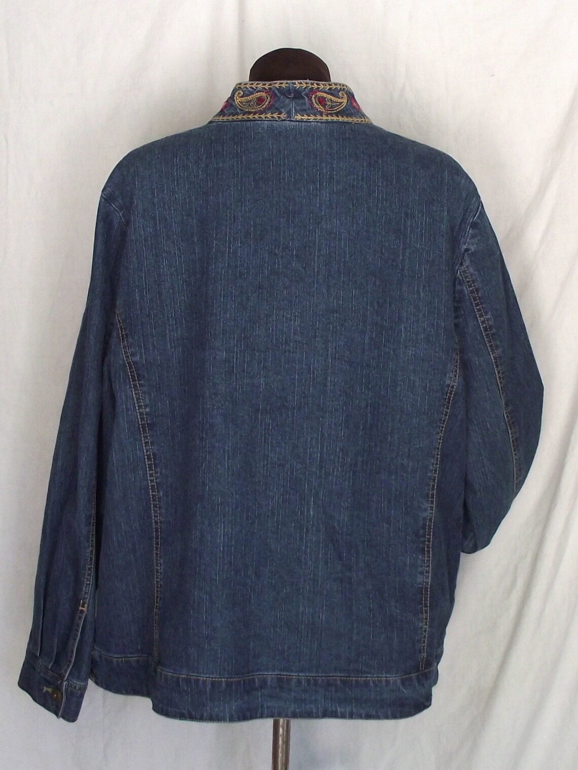 Alfred Dunner Denim Blue Jean Open Front Jacket Sz 18 Stand up | Etsy