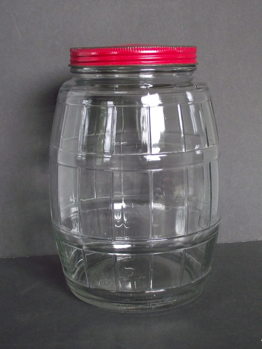 Duraglass Glass Pickle Jar W/ Metal Lid Barrel Shape Collectible ...