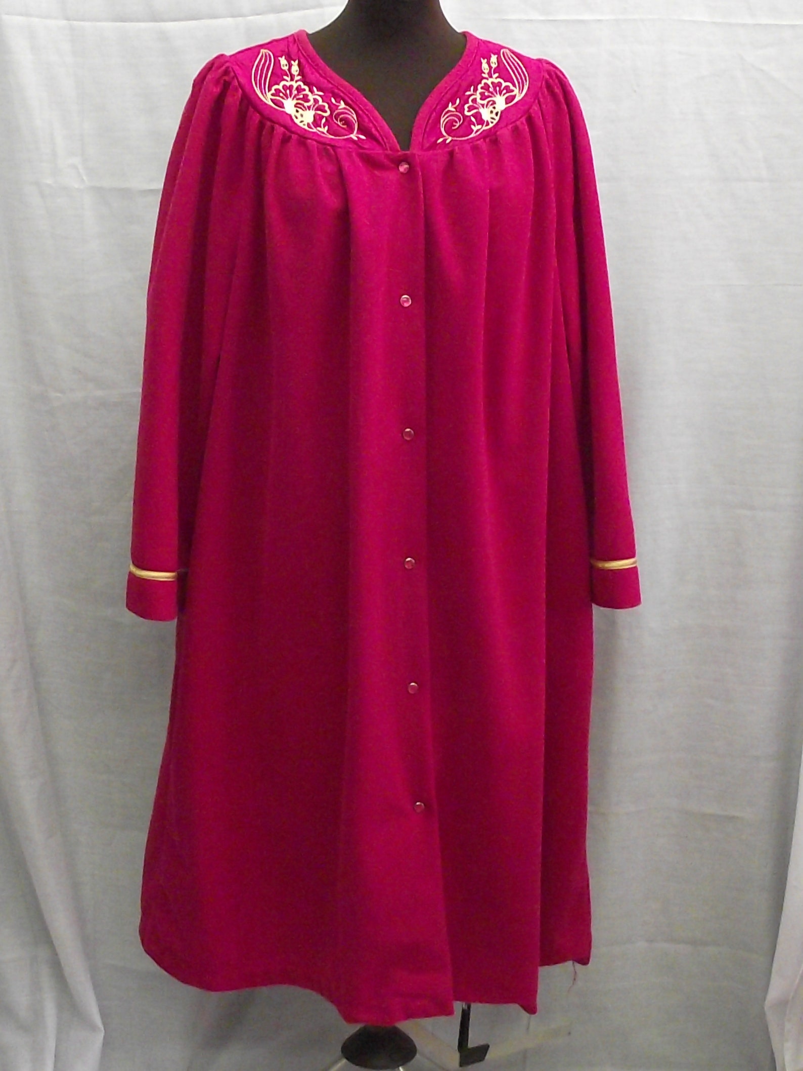 Just For Women Cerise Red Robe Sz 3X-4XL Snap Front Satin Gold | Etsy