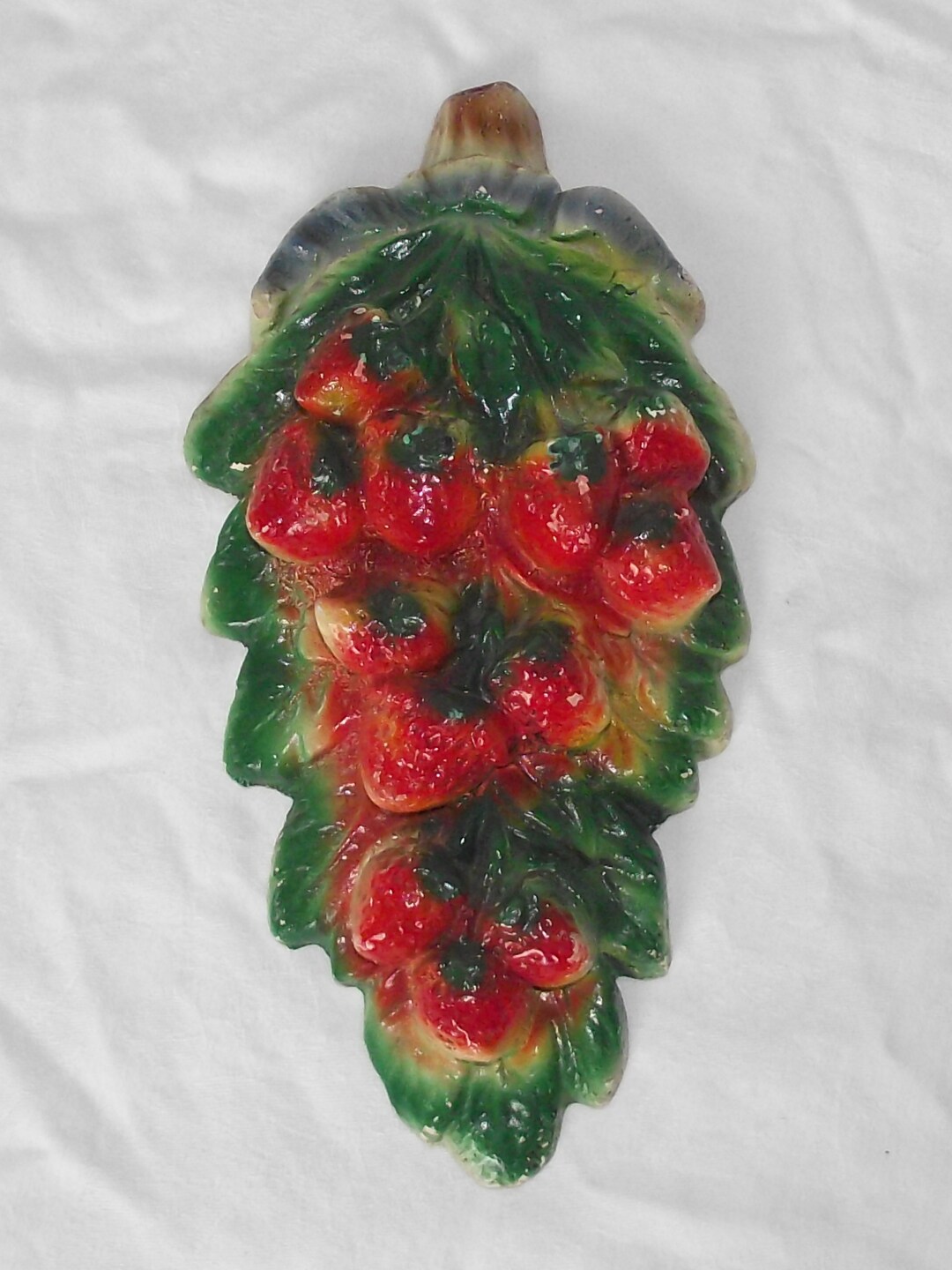 1940-50’s Molded Plaster Paris Chalkware Strawberry Wall Plaque Hand ...