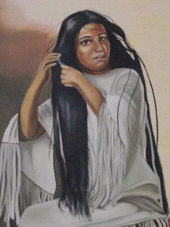 Native American Women Painting by Miller on Canvass White | Etsy