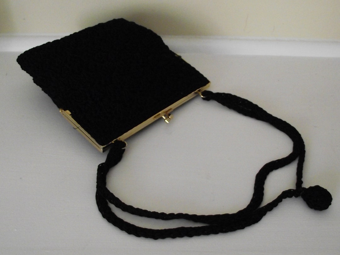 Edwardian Victorian Style Black Crocheted Hand Bag Purse Jacobson’s ...