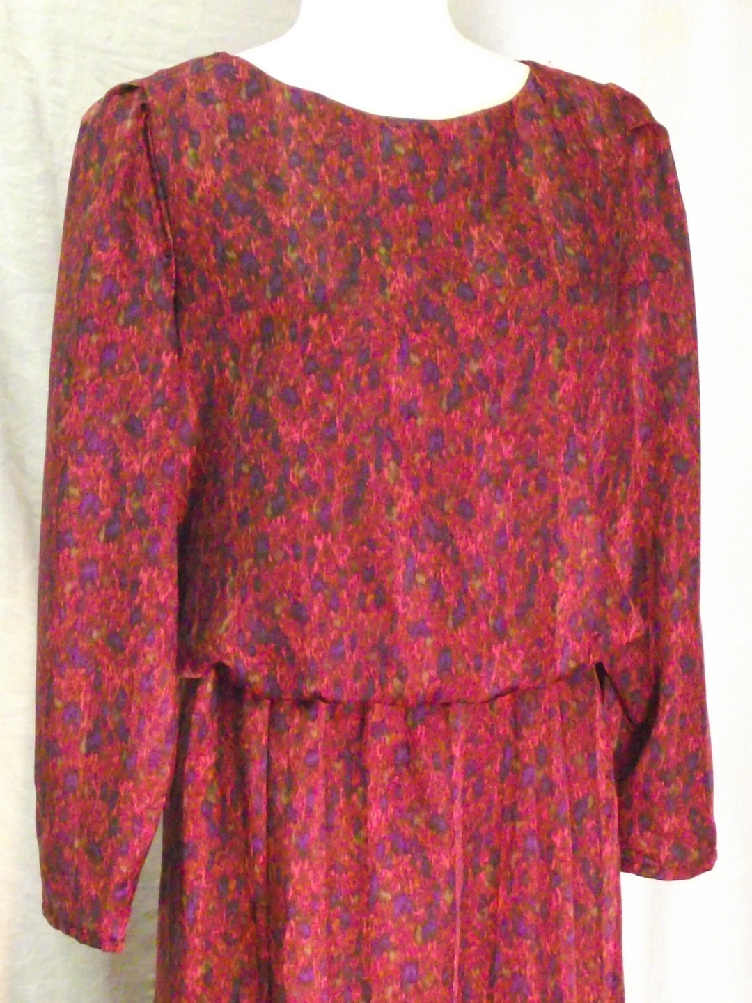 Downton Abby Day Dress by Prato Sz L USA Made Long Sleeve Tulip Skirt ...