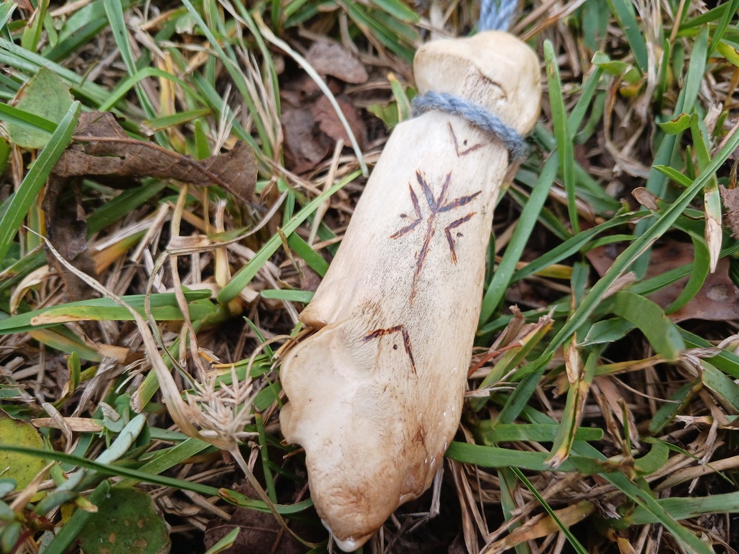 Viking Algiz Rune Deer Bone Amulet - Etsy