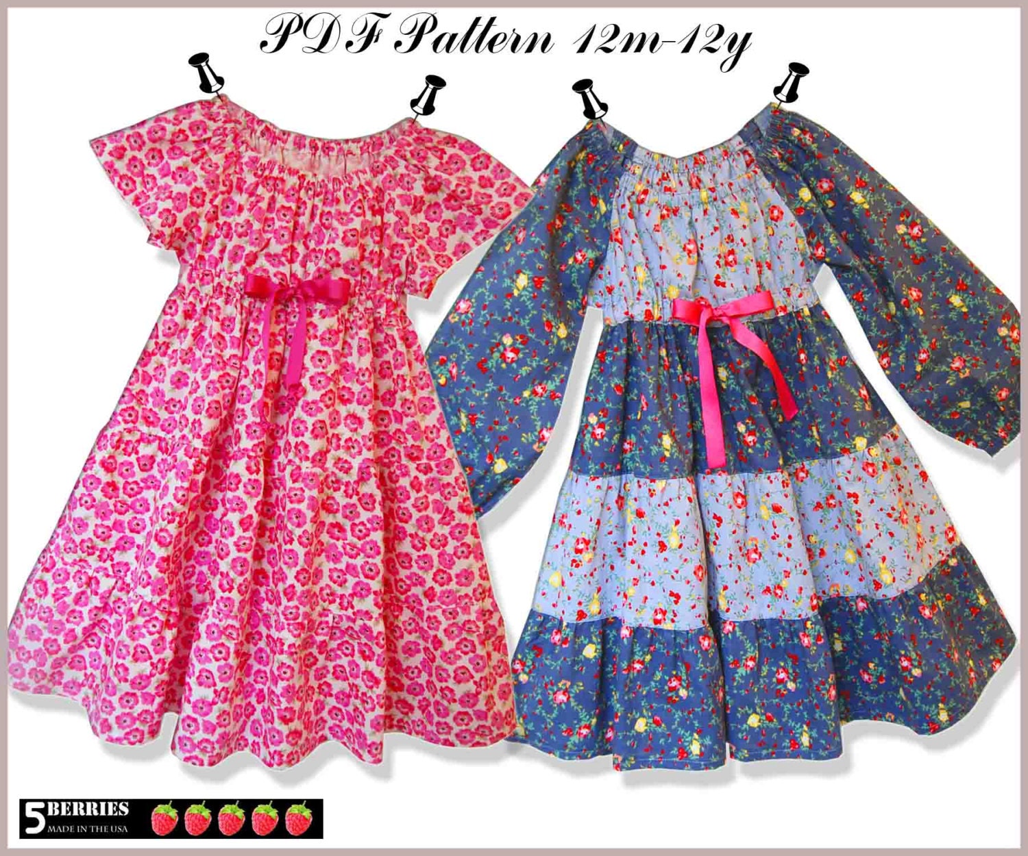High-waist Peasant Dress Pattern for Girls Toddler. Sewing - Etsy