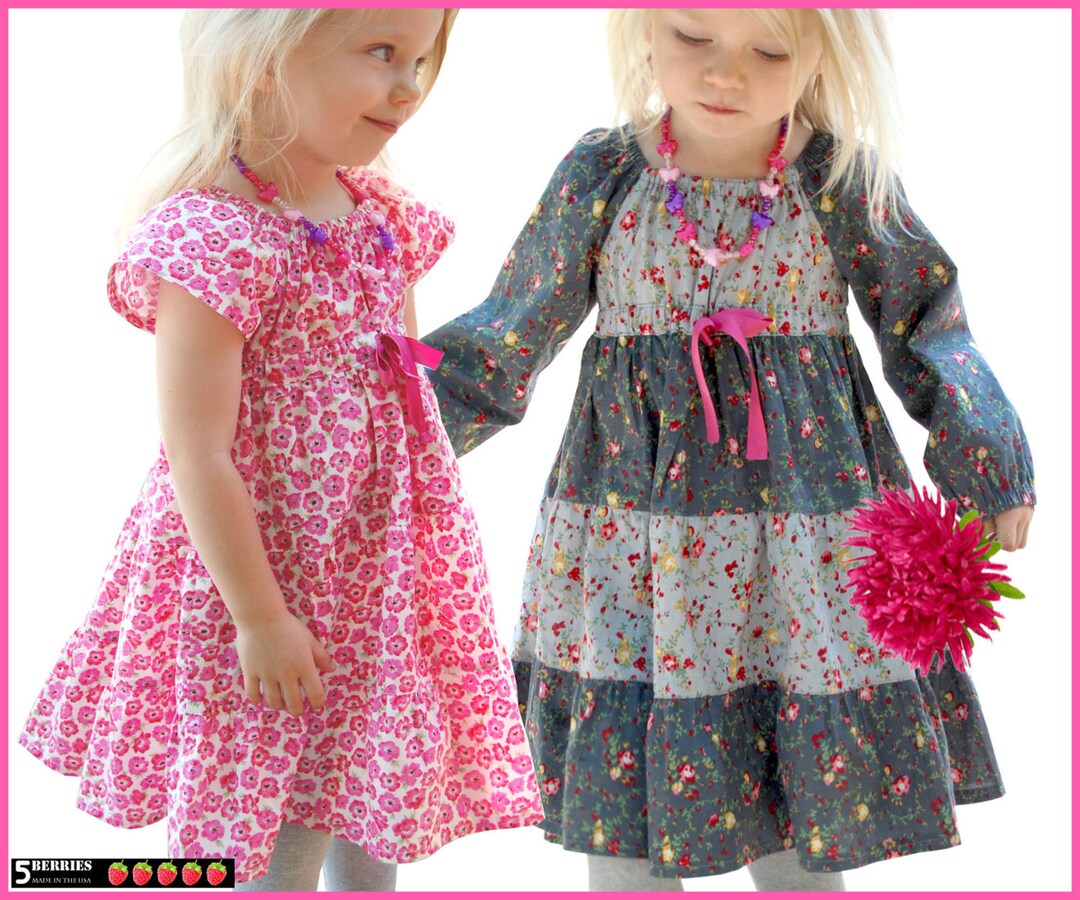 High-waist Peasant Dress Pattern for Girls, Toddler. Sewing PDF ...