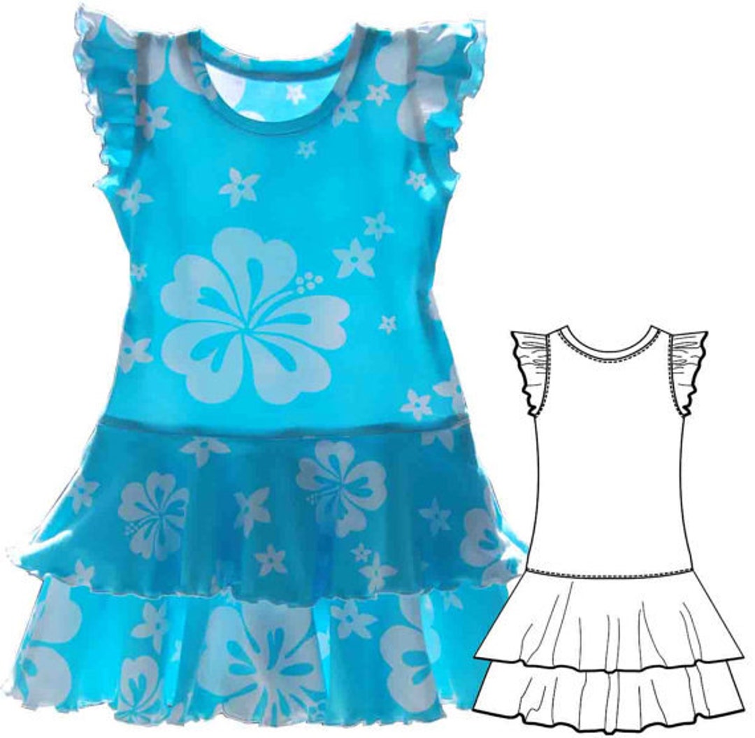 Jersey Knit Dress Pattern for Girls, Toddler. Sewing PDF Pattern for ...