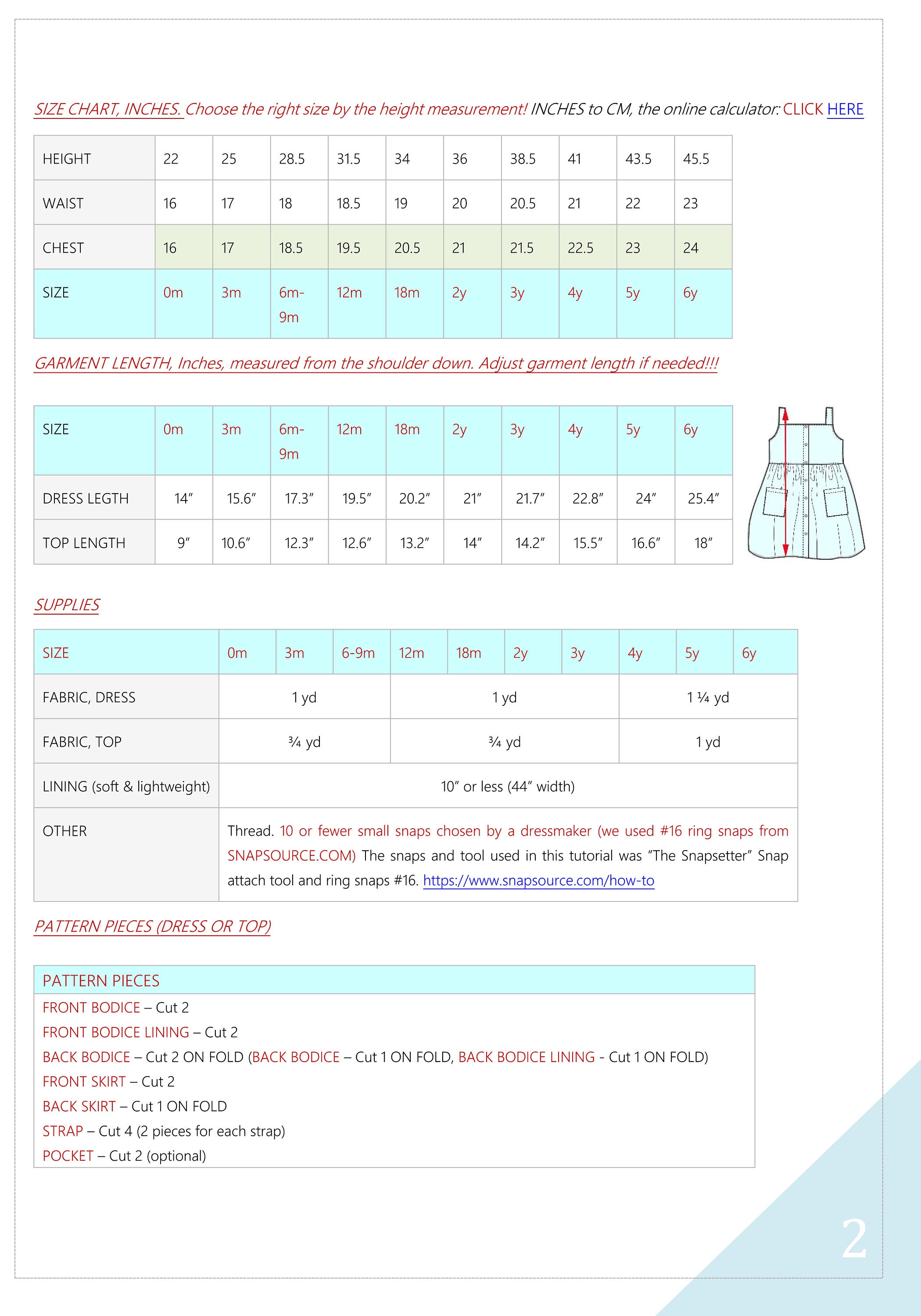 The Hamptons sewing pattern for girls. Top and dress PDF | Etsy