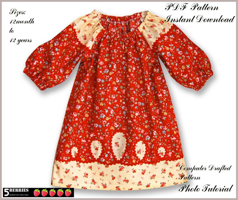Peasant Sewing Dress Pattern for Girls, Toddler. PDF Clothing Pattern ...