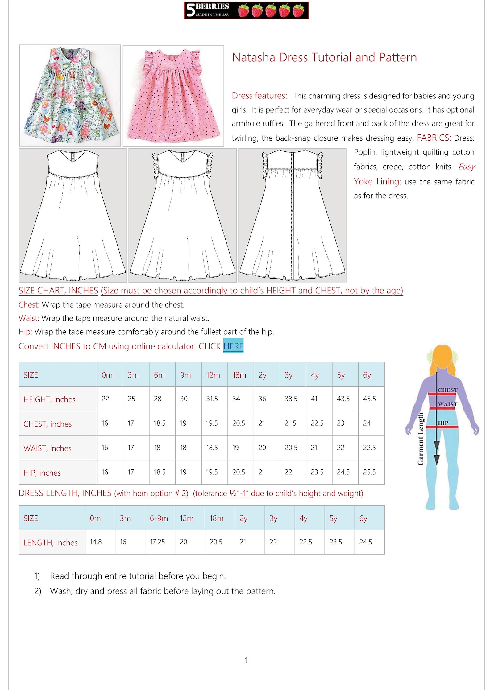 Natasha BABY DRESS PATTERN. Sewing Pdf Pattern for Children, Infant ...