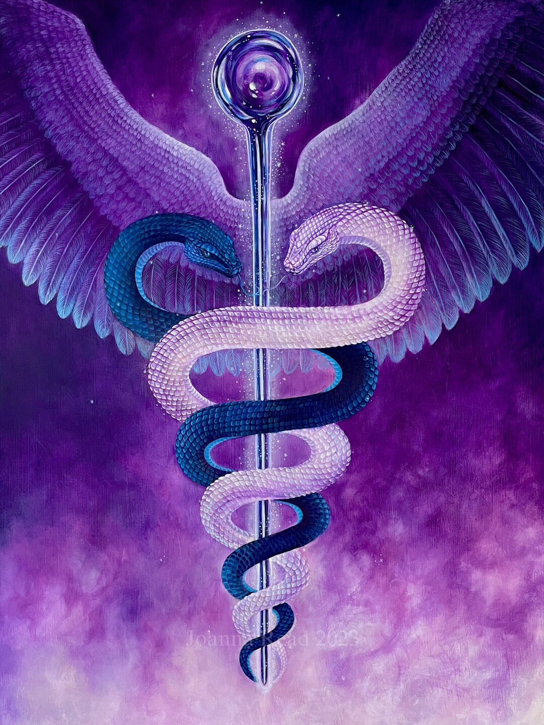 Caduceus Wand of Hermes, Archangel Raphael Violet Flame Kundalini Art ...