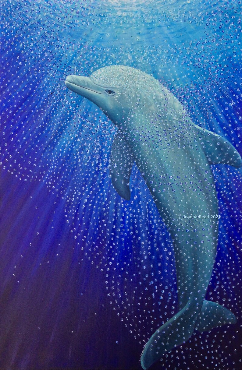Dolphin Original Painting Ocean Artwork Magical Sealife - Etsy