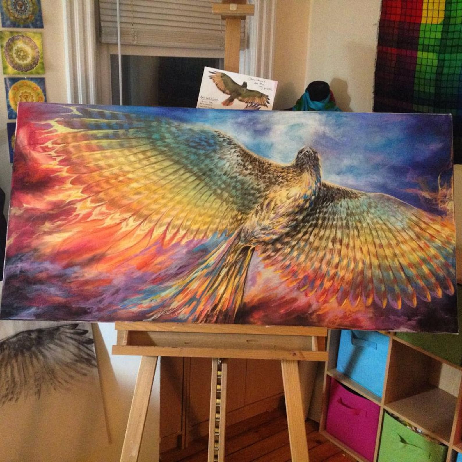 Red Tailed Hawk Turned Phoenix Rainbow Phoenix Rebirth and - Etsy