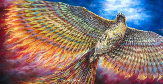 Red Tailed Hawk Turned Phoenix Rainbow Phoenix Rebirth and | Etsy