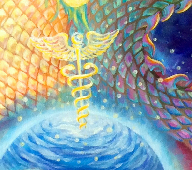 Rainbow Dragon Wall Art Cosmic Healing Dragon Magical - Etsy