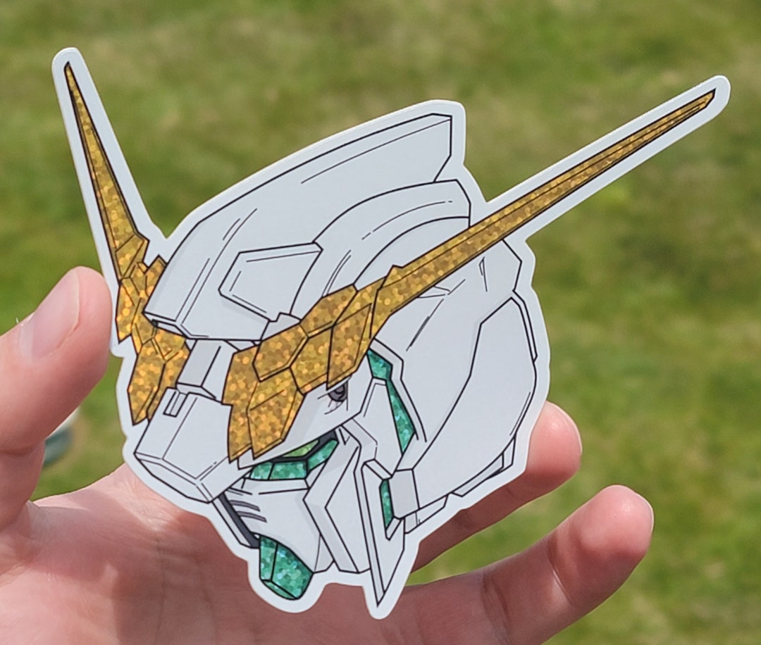 Unicorn Gundam Head Sticker Green Psycho Frame Glitter Detailed - Etsy