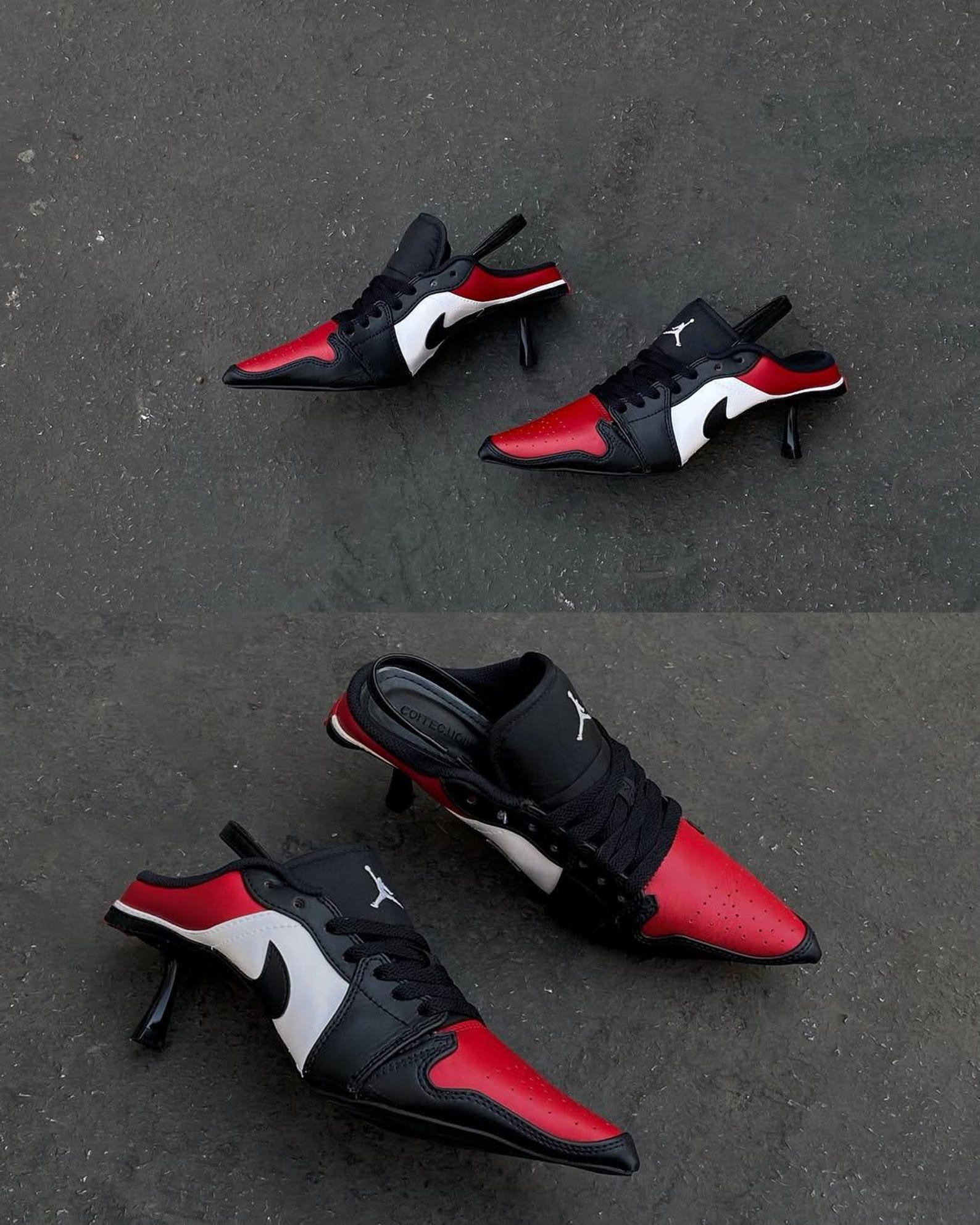 Custom Black Toe Jordan Heels: Deconstructed Patchwork Sneakers - Etsy