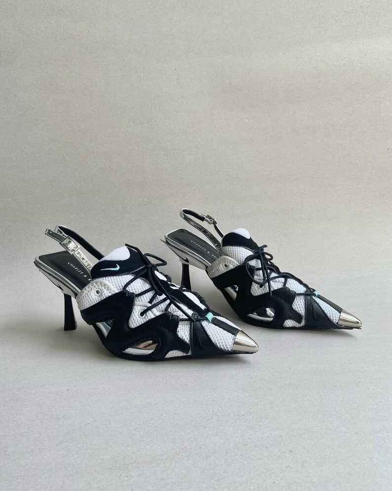 Custom Patchwork Sneaker Heels: Deconstructed Air Trainer, Handmade - Etsy