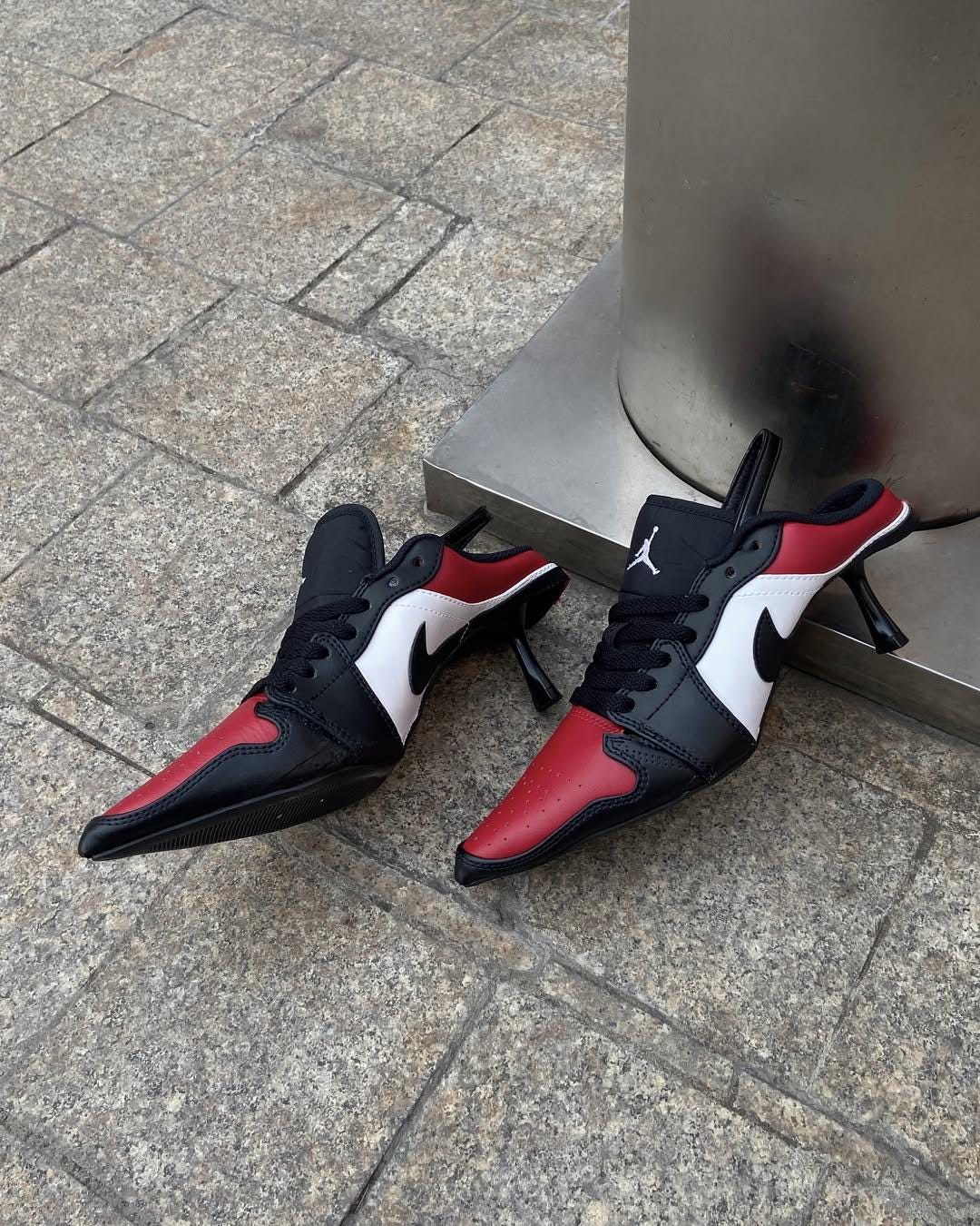 Custom Black Toe Jordan Heels: Deconstructed Patchwork Sneakers - Etsy