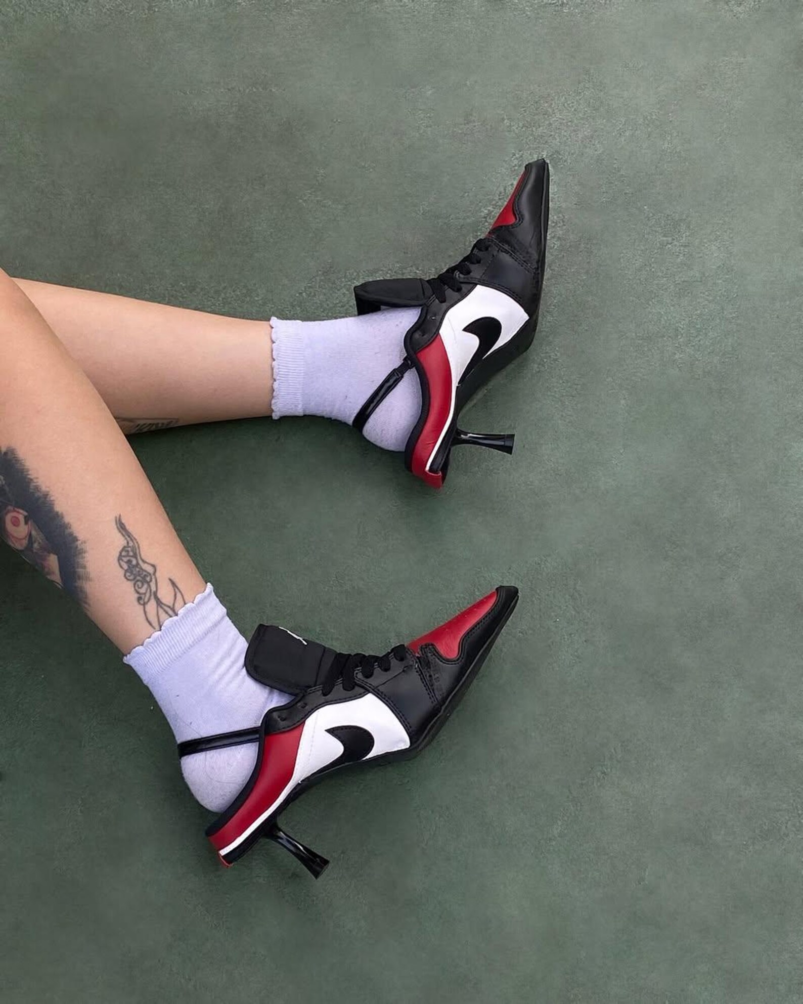 Custom Black Toe Jordan Heels: Deconstructed Patchwork Sneakers - Etsy