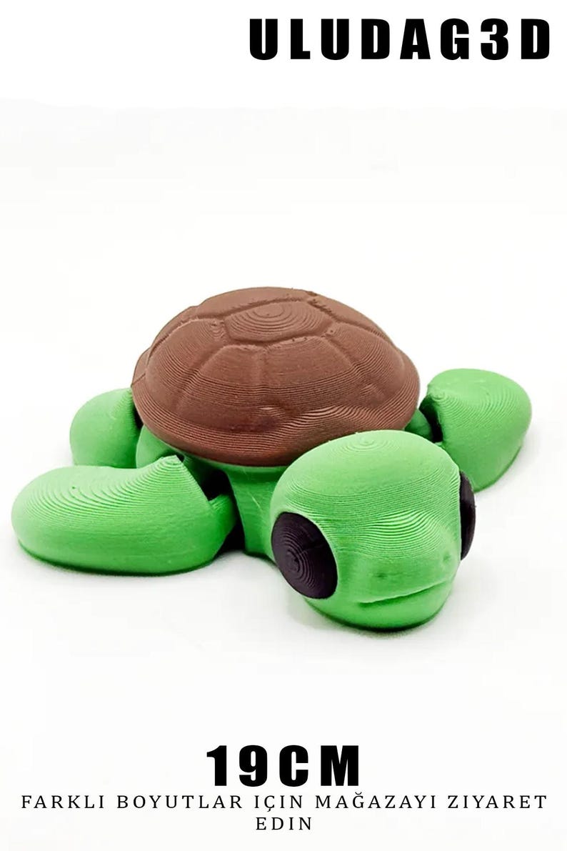 3D Printed Turtle Figure – Articulated Poseable Sea or Land Turtle Toy ...