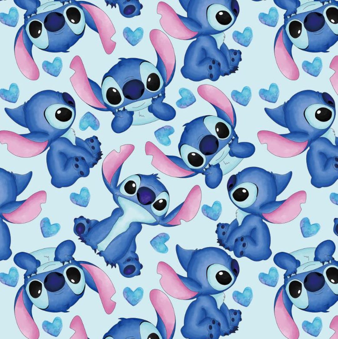 Cartoon Stitch Blue Cotton Fabric - Disney-style Design, Breathable ...