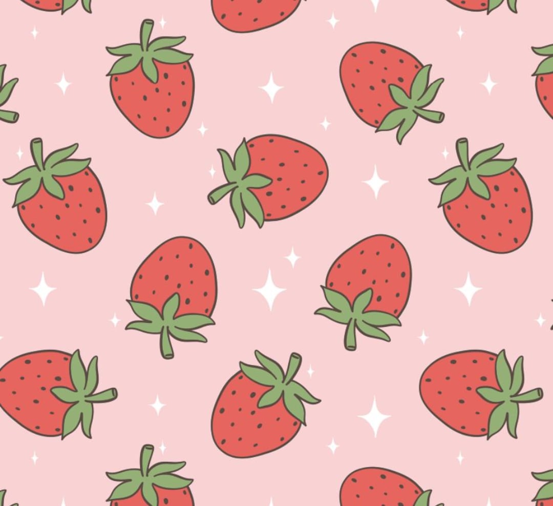 Pink Strawberry Pattern Cotton Fabric-sweet Strawberry Design,girls ...