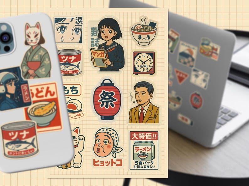 Retro Japan 80s-90s 11 Stickers – Printable Vintage Aesthetic Stickers ...