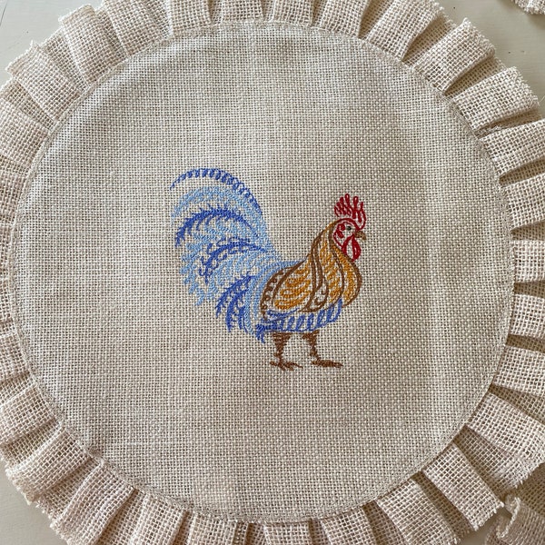 Embroidered Rooster - Etsy