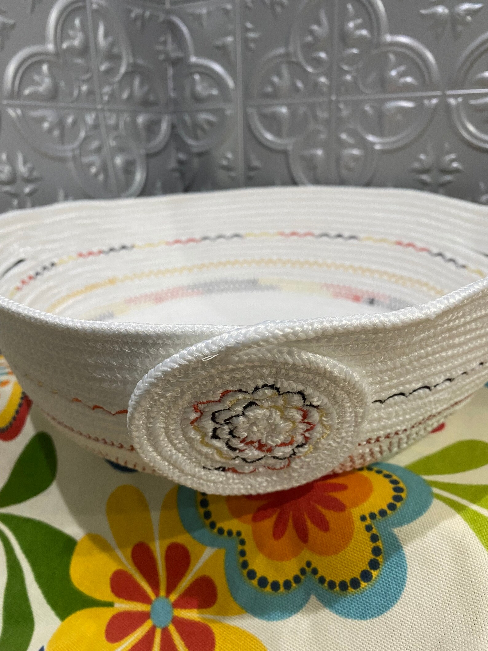 Cotton Rope Bowl Set Handmade Multi Color Floral Kitchen Bowl Coffee ...