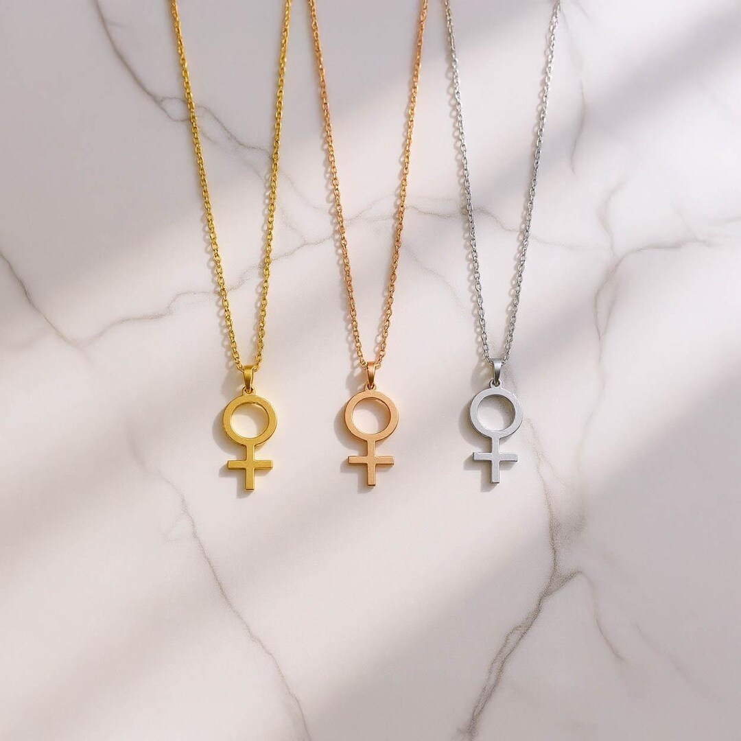 Female Symbol Necklace, Female Gender Sign Necklace, Female Venus ...