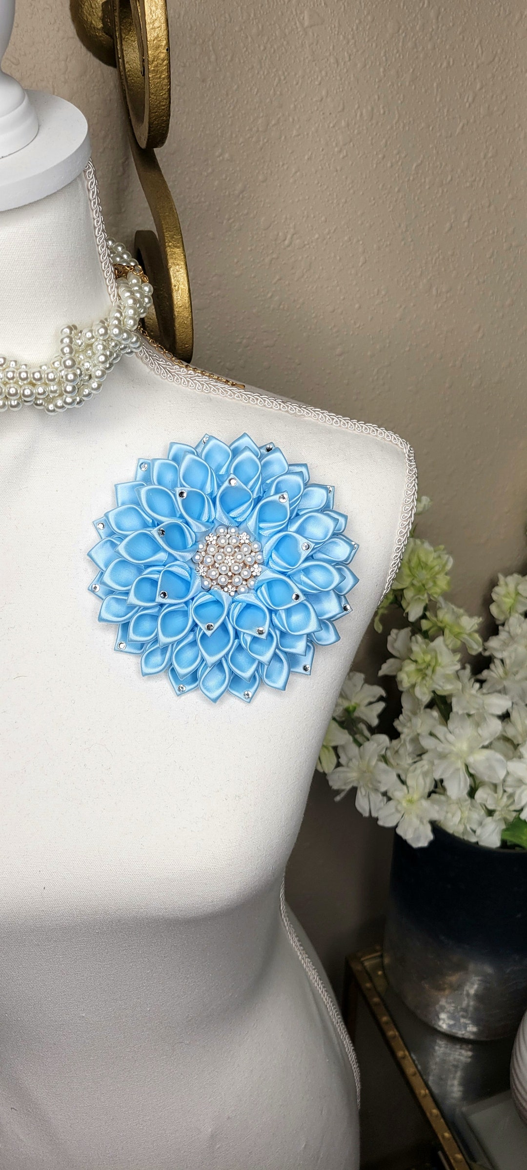 Light Blue, Baby Blue or 21 Other Colors, Plum Large Flower Brooch With ...