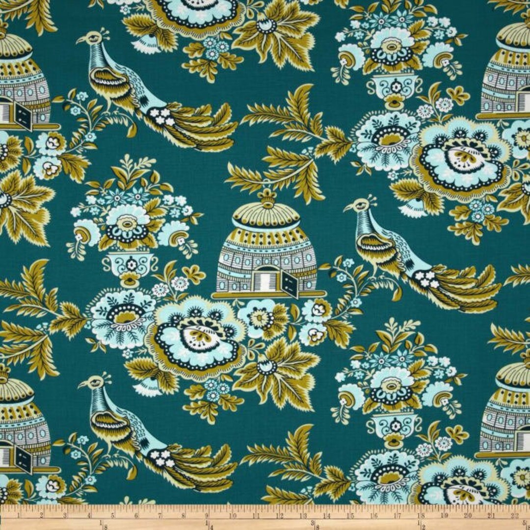 Amy Butler - FQ or More - Belle - Royal Garden Teal Rowan Fabric OOP HTF - Etsy