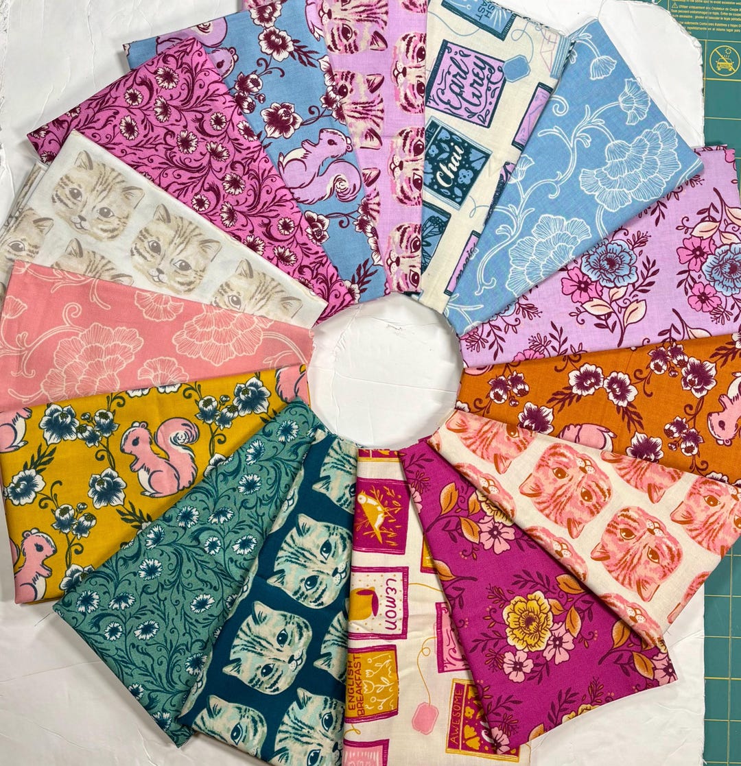 Reading Nook - 15 Fat Quarter* Set - All 4 Cat Faces - Sarah Watts Ruby ...