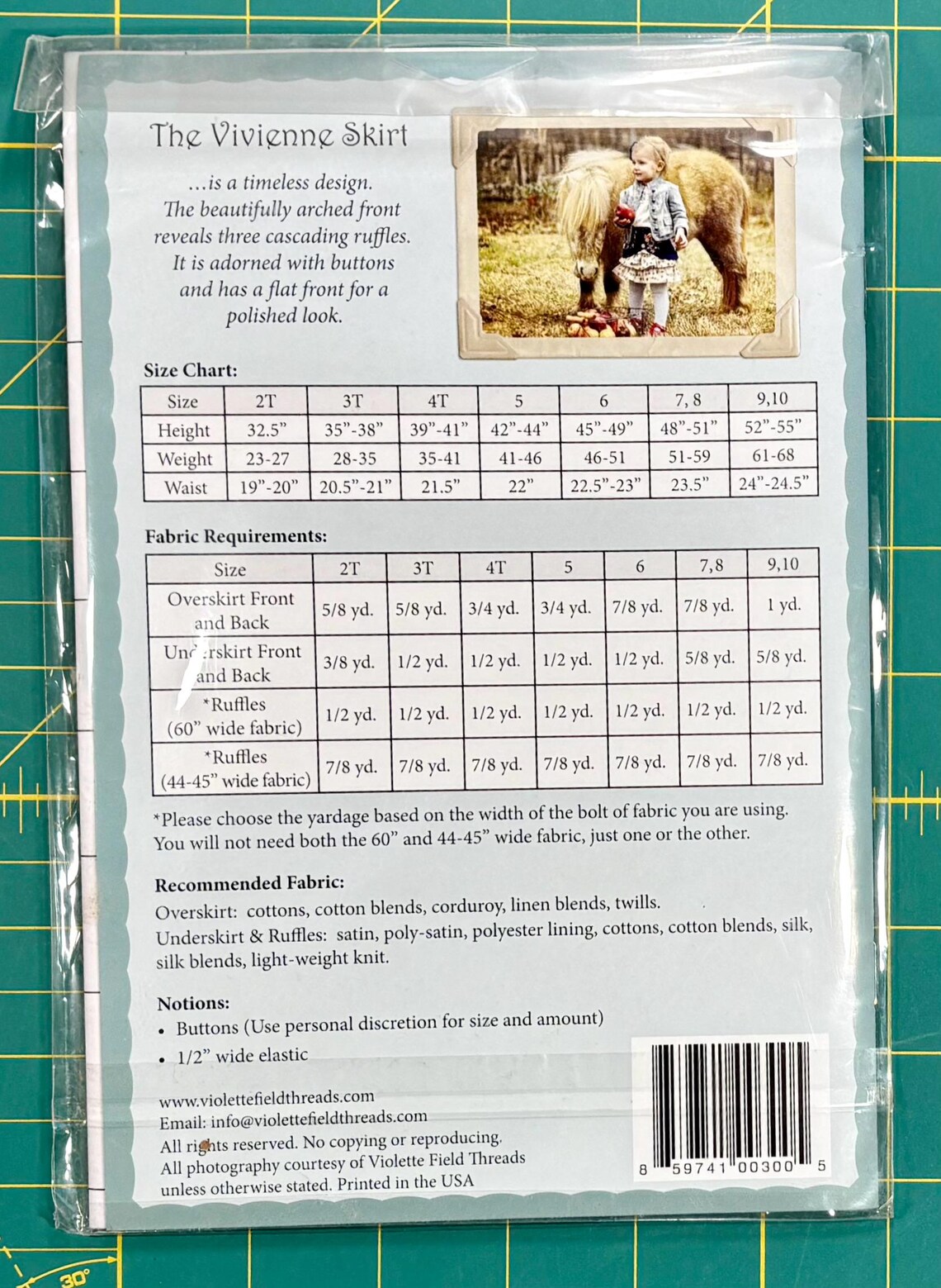 Violette Field Threads Sewing Pattern Girls Skirt Vivienne Sz 2T - 10 ...