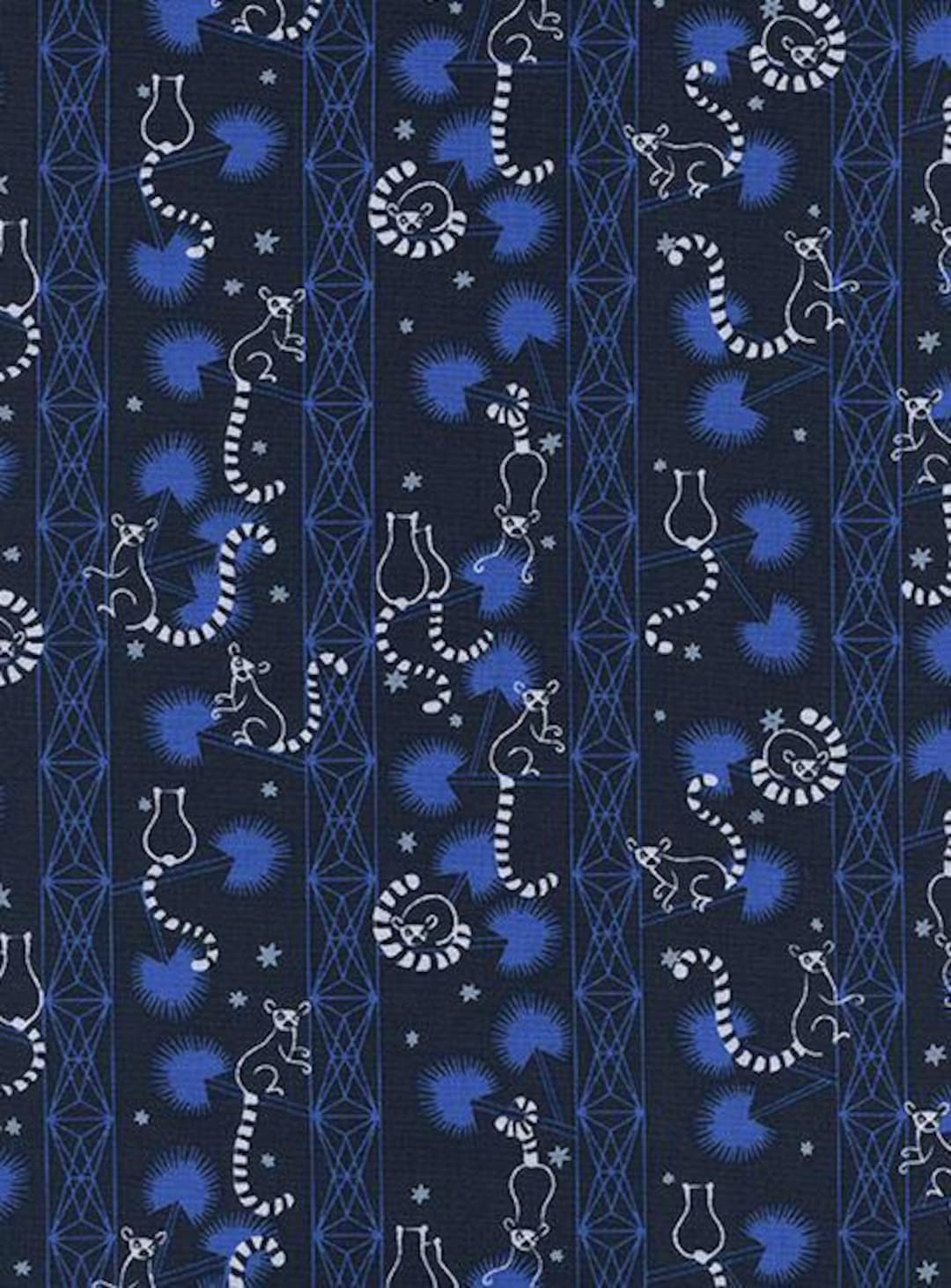 Lagoon - Fat Quarter or More - Lemur Forest Navy Cotton + Steel Rashida ...