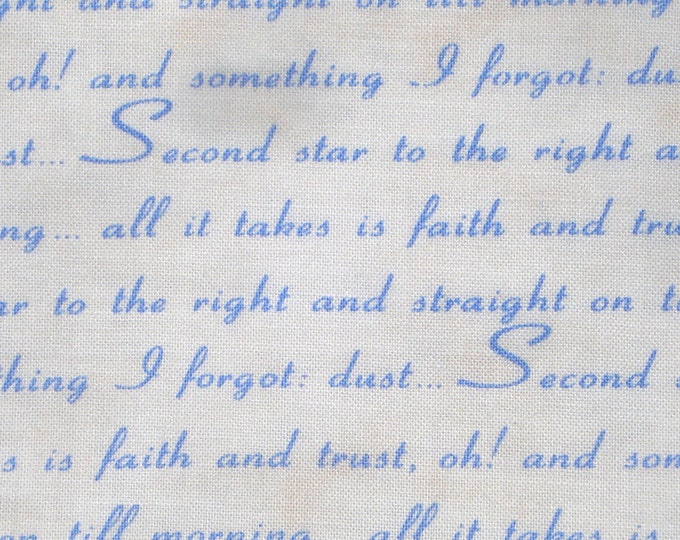 Peter Pan Text Print Fabric Blue Thomas Kinkade Shy FQ or More - Etsy