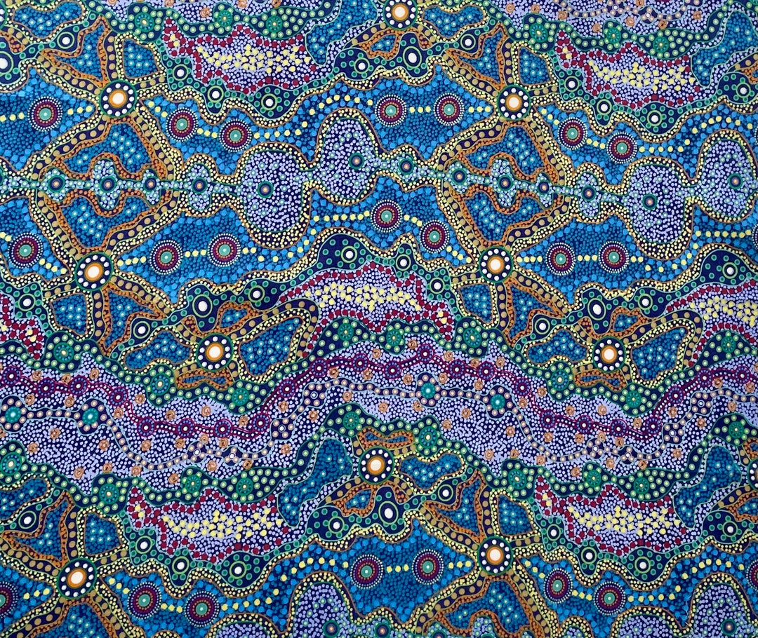 Yalke Blue FQ or Two June Smith Aboriginals M&S Textiles - Etsy