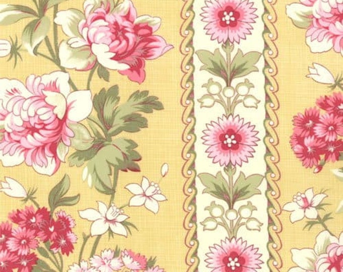 Pom Pom De Paris Floral Stripe Soft Yellow Fat Quarter or More French ...