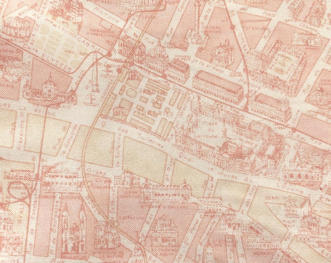 Paris Map Pink FQ or More Passport 3 Sisters Moda Fabrics Oop Htf - Etsy